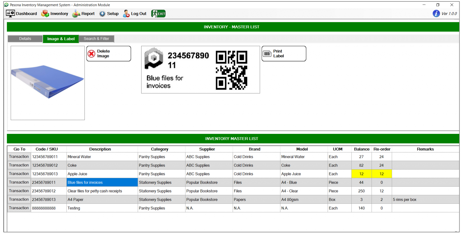 PESONA Inventory Management System | ID Card Printer | Barcode Scanner ...